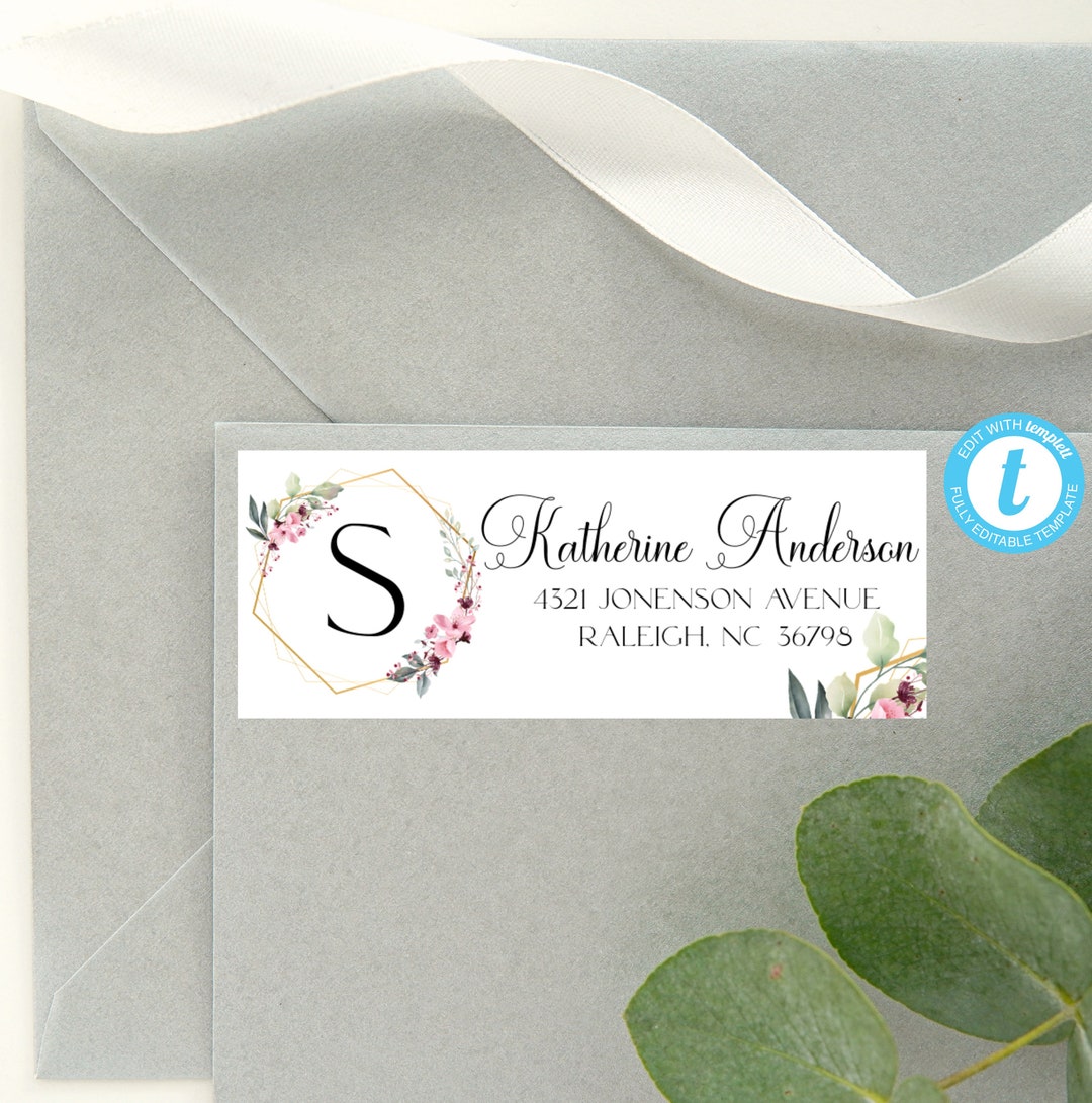 Printable Floral Monogram Address Labels/1x2.58 - Etsy