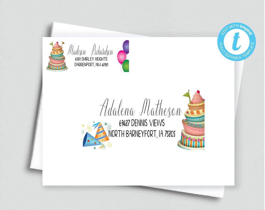 Birthday Printable Address and Return Labels/avery Label 5263 & 8160 ...