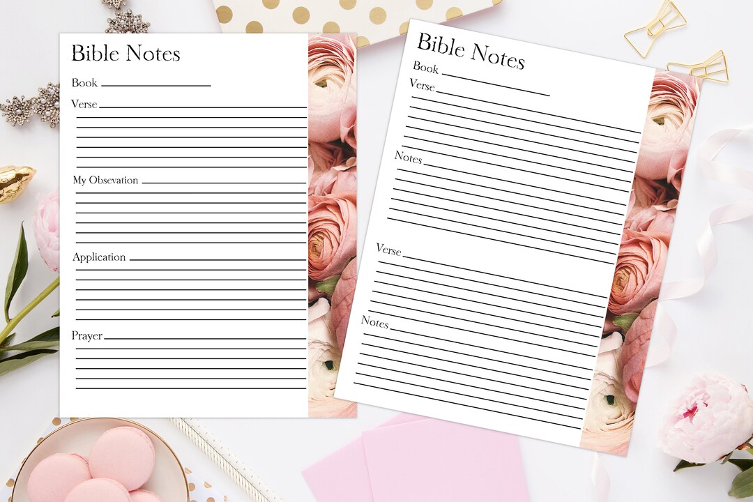 Bible Study Notes Pages Roses 8.5x11 864/printable Bible Notes ...