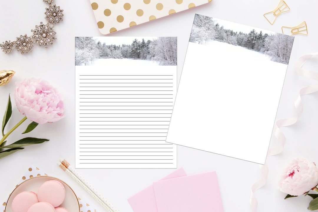 Winter Landscape Printable Stationery 8.5x11 16/note Paper/printable ...