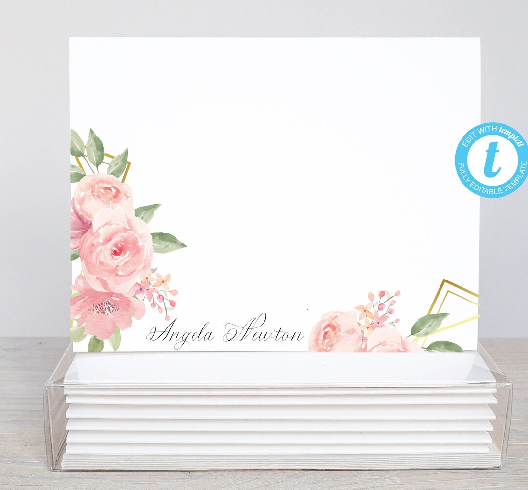 Personalized Printable Editable Flat Single Sided Note Card/5.5x4.25 ...