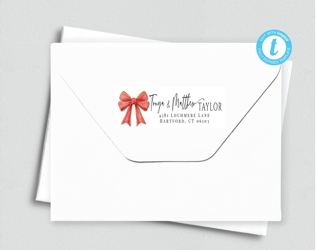Red Bow Printable Address Return Labels/avery Label 5263 & 8160 ...