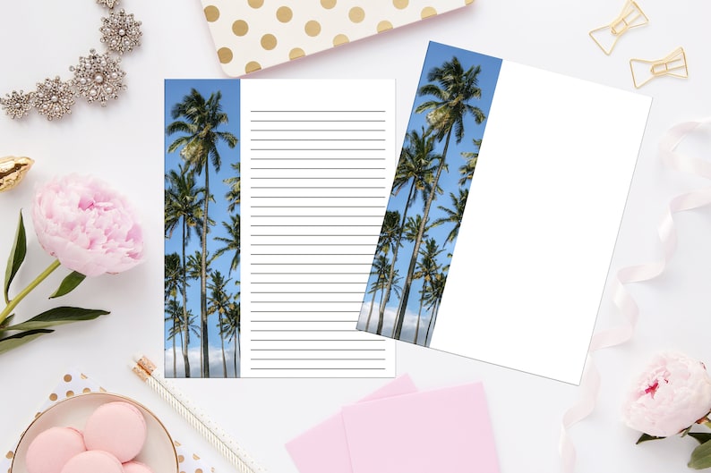 Palm Trees Printable Stationery With Envelope 8.5x11 - Etsy