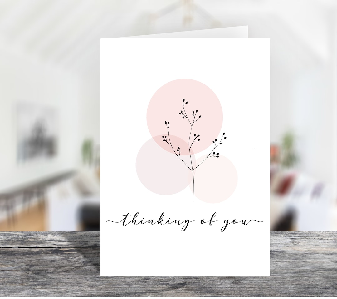 5x7 Thinking of You Printable Flat Note Portrait Card With Envelope ...
