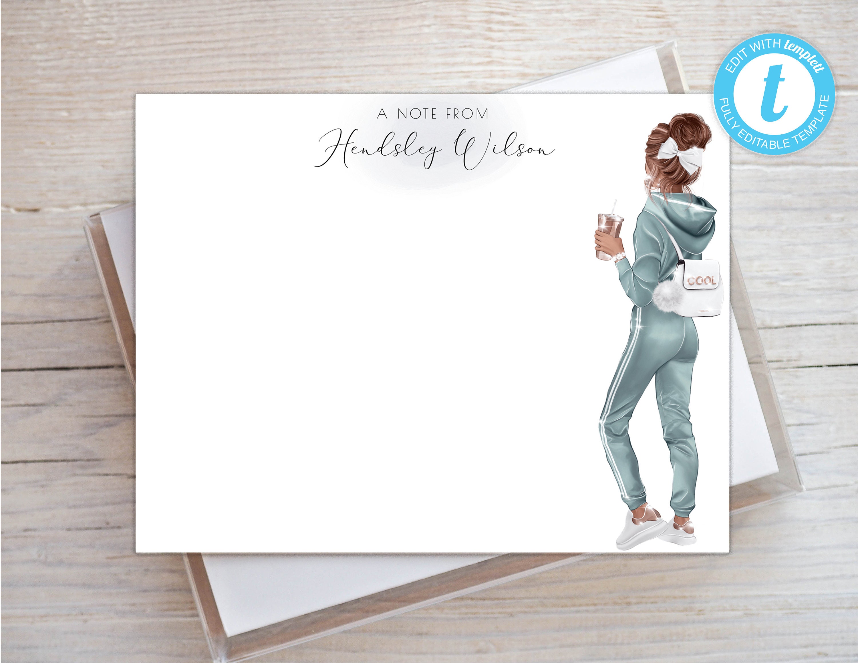 Greeting Cards Personalized Printable Editable Flat Single Sided Note ...