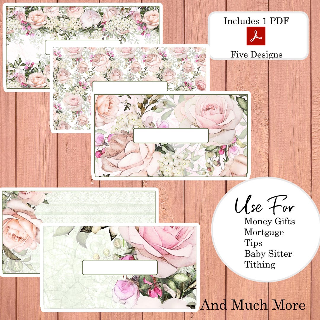 Set of 5 Printable Cash Envelopes Me14/cash Envelopes/money Envelope ...