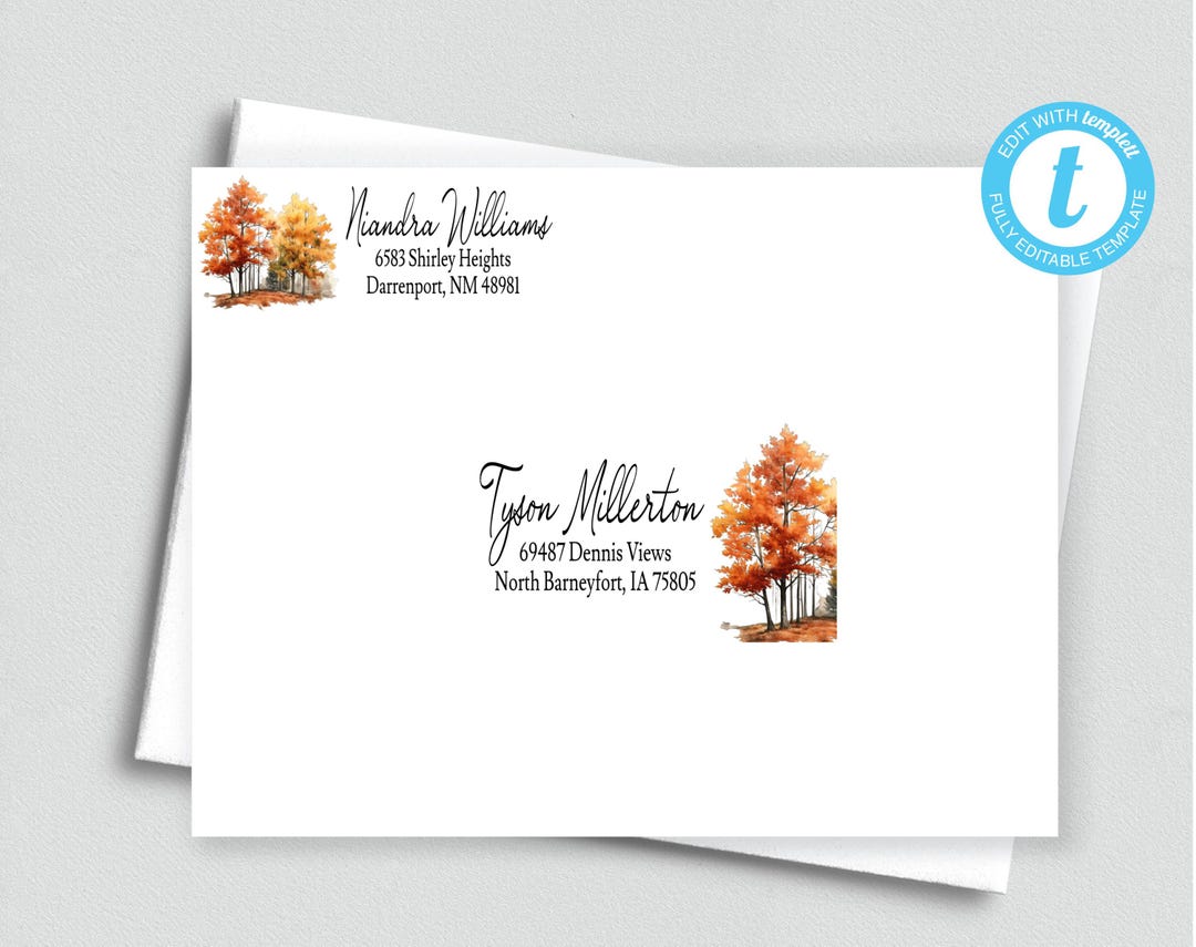 Fall Foliage Printable Address and Return Labels/avery 5263 & 8160/fall ...