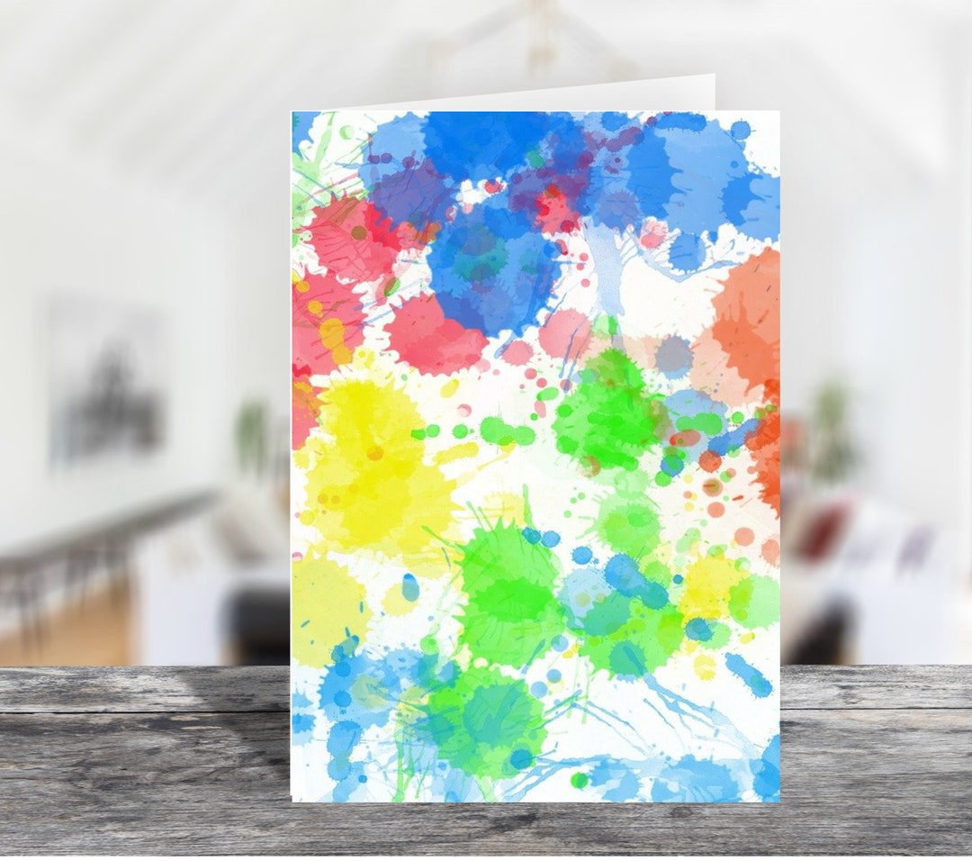Paint Splat 4x6 Printable Portrait Flat Note Card With Envelope 1480 ...