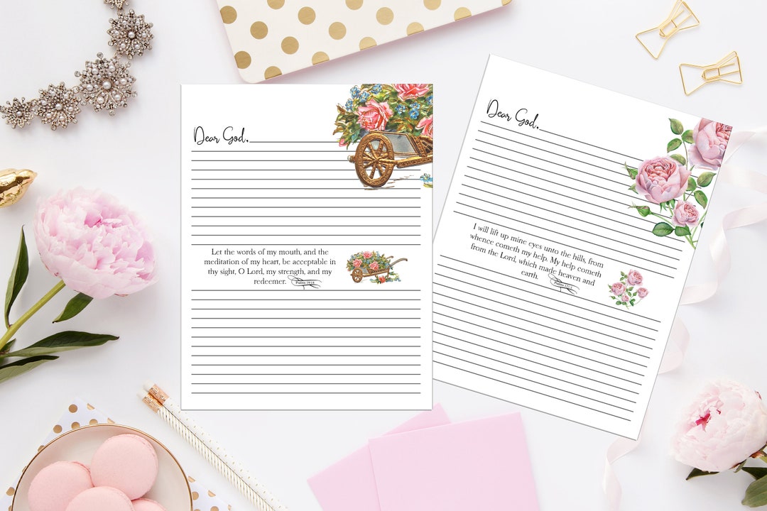 Dear God Note Pages Rose Cart 8.5x11 634/printable Bible Notes/digital ...