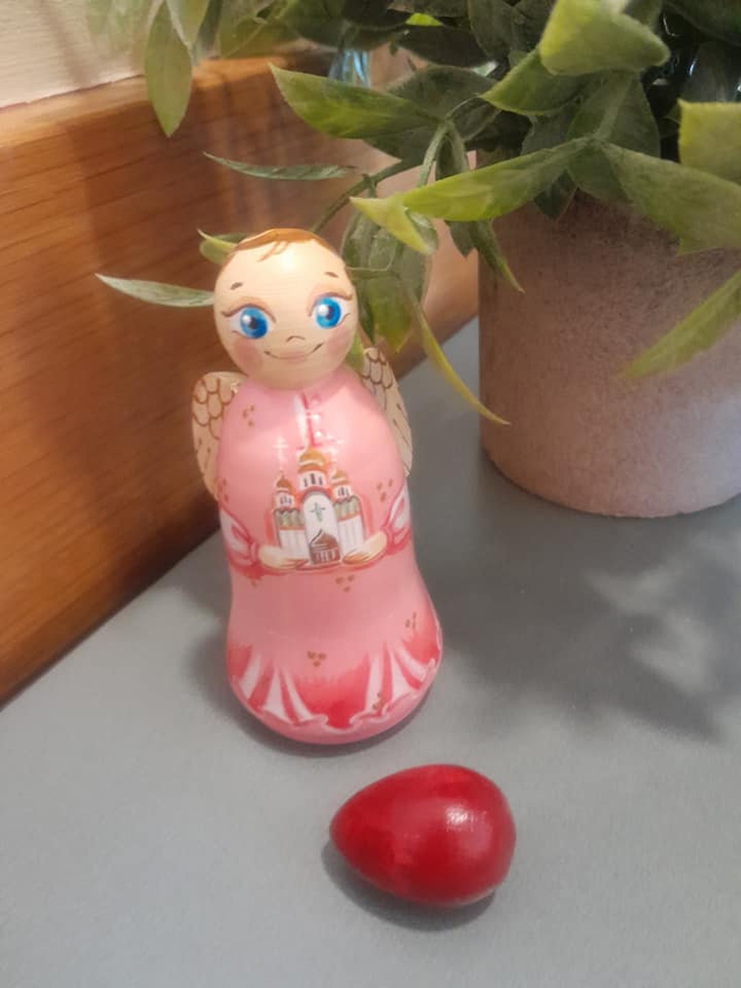 Handpainted Wooden Christian Angel Ornament With Wooden Easter Pascha ...