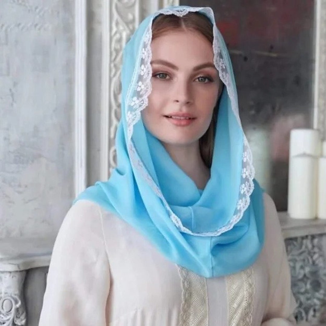 Christian Veil With Lace on One End Pullover Eastern Orthodox - Etsy