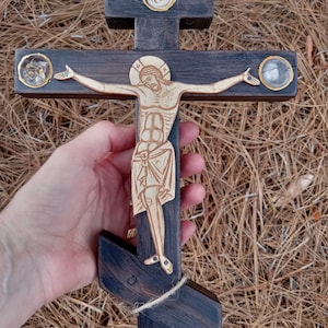 Crucifix (wall) Three Bar Cross With Reliquaries - Etsy