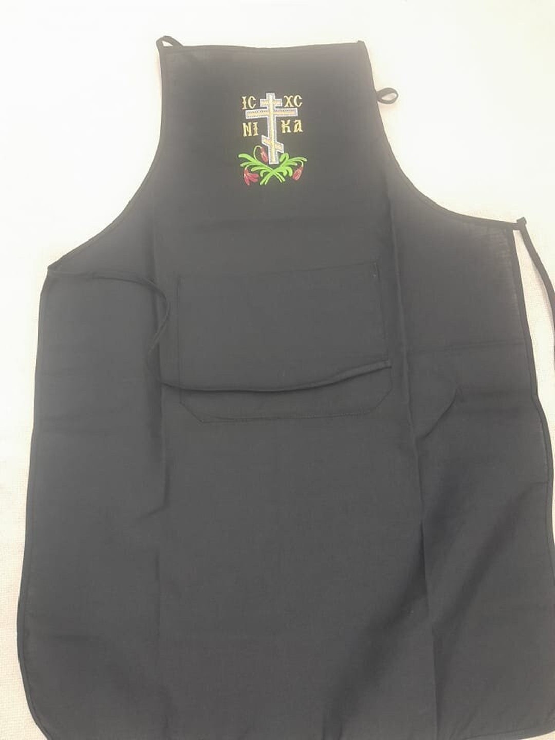 Apron Embroidered Christian Three Bar Cross/ IC XC NIKA Logo Black - Etsy
