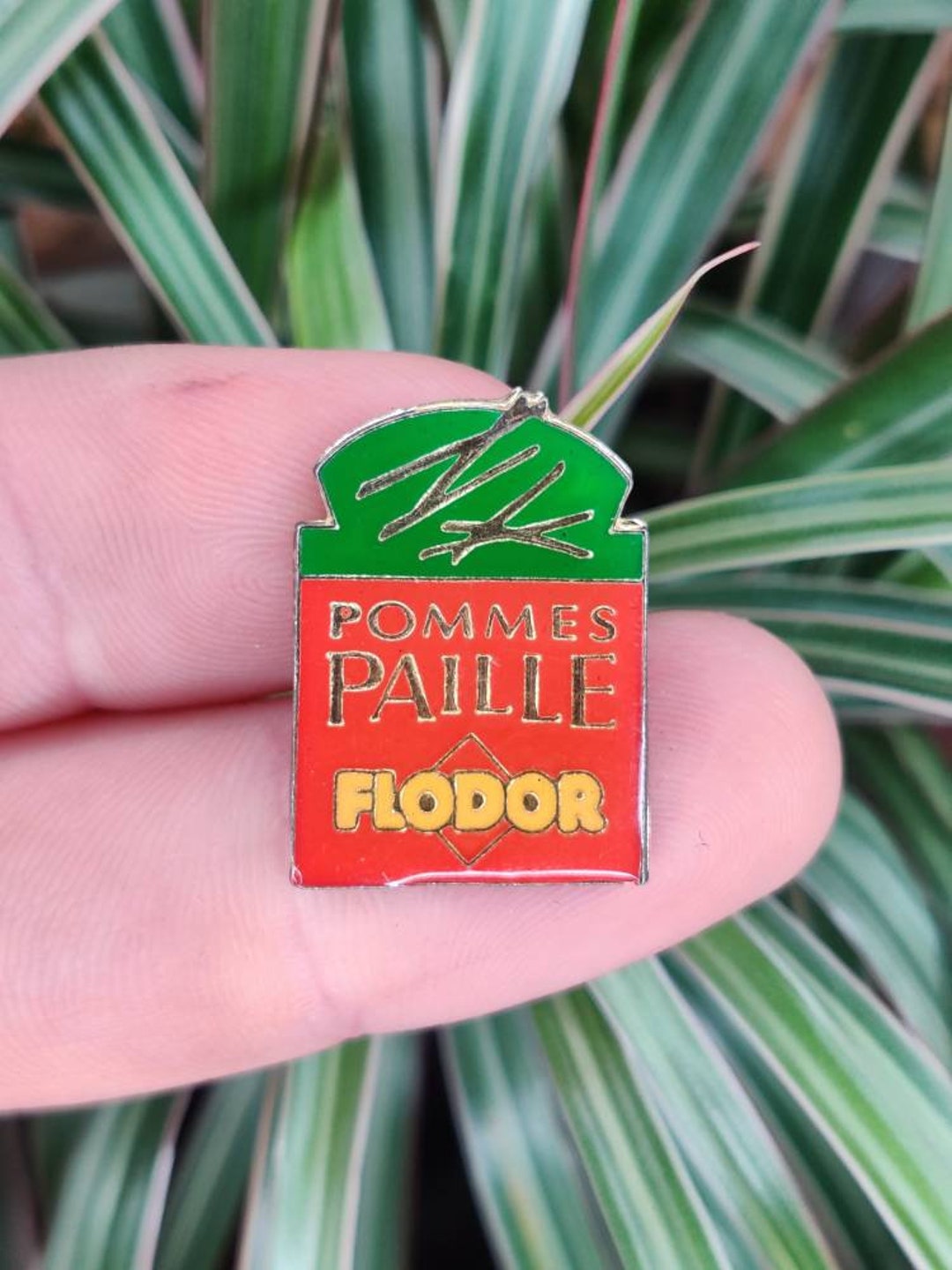 Flodor Pommes Paille Potato Chips Vintage Enamel Lapel Pin Badge ...