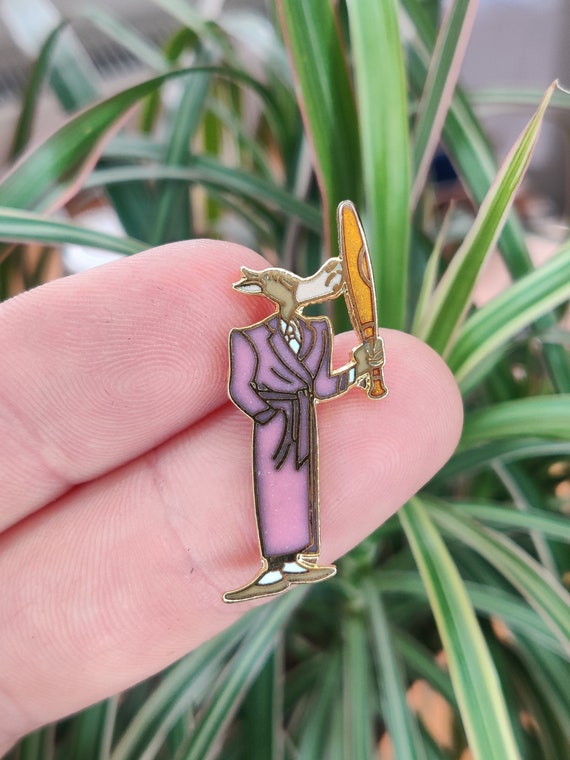 Tex Avery Wolf vintage enamel lapel pin badge. - Gem