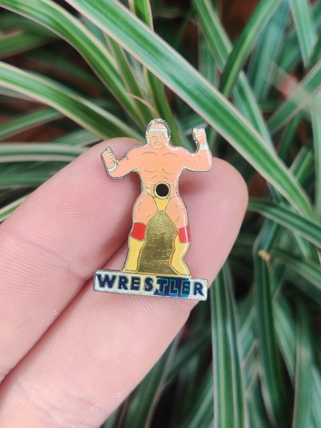 Wrestler Vintage Enamel Pin Badge. - Etsy