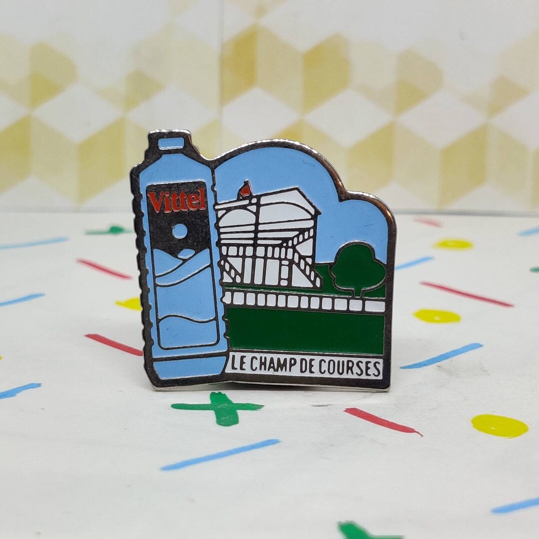 Vittel Bottled Water Enamel Pin Badge. Vintage Retro Collectable ...