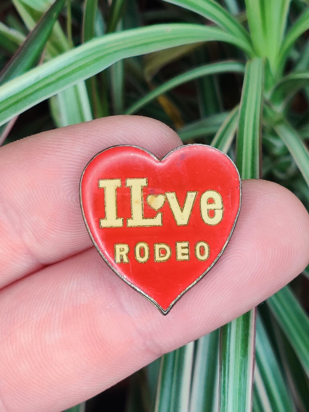 I Love Rodeo Cowboy Bucking Bronco Vintage Enamel Lapel Pin Badge. - Etsy