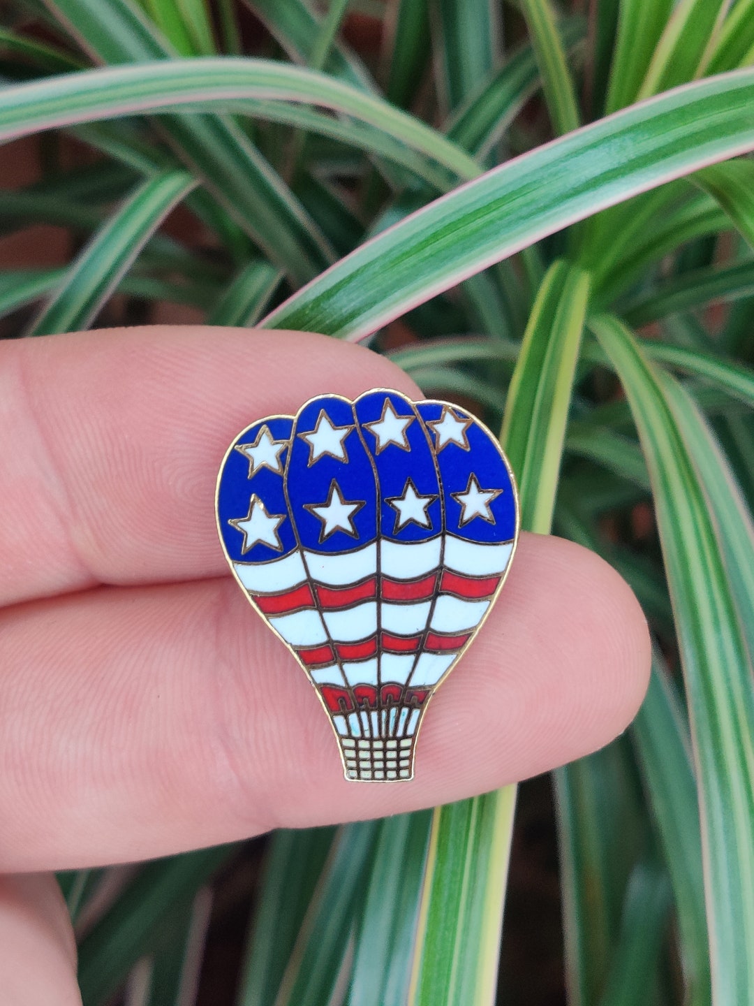 USA Hot Air Balloon Vintage Enamel Pin Badge, Stars and Stripes. - Etsy