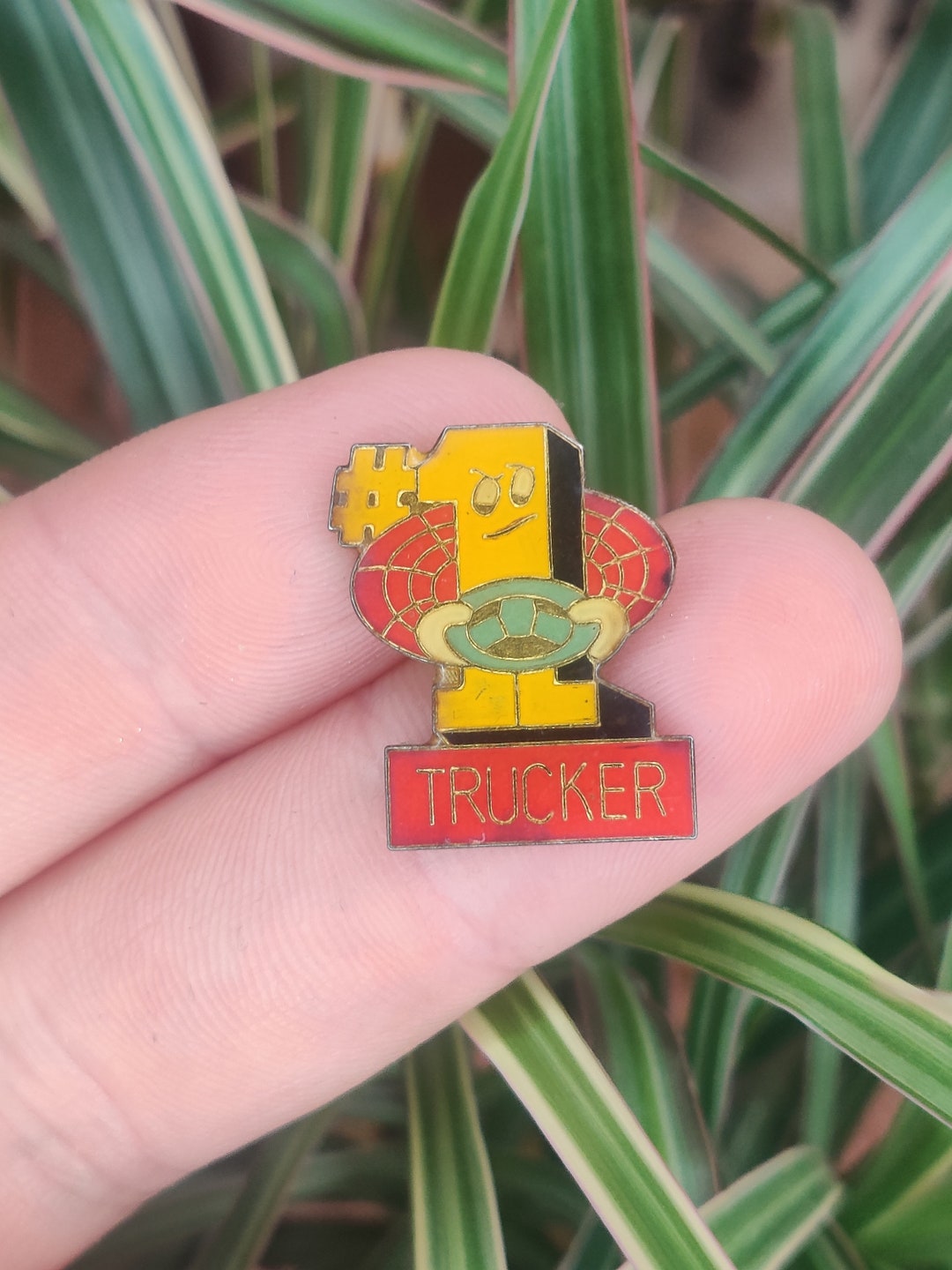 Number 1 Trucker, Vintage Enamel Lapel Pin Badge. - Etsy