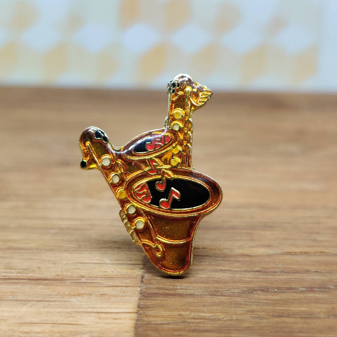 Duelling Saxophone Enamel Pin Badge. - Etsy