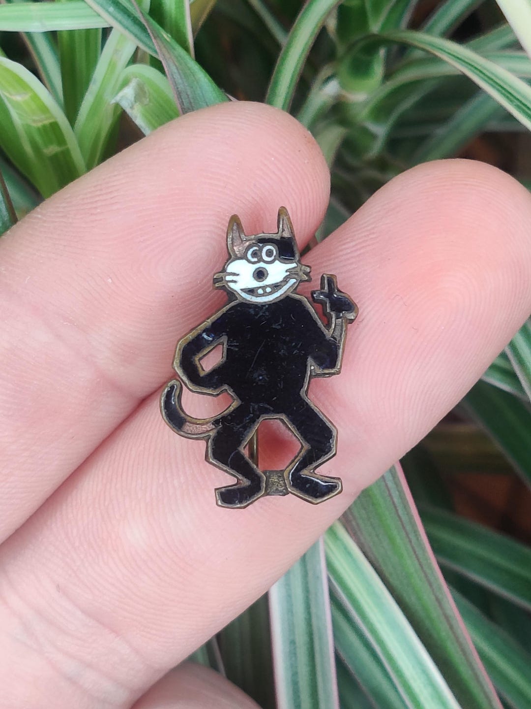 Felix the Cat Antique 1920's RARE Enamel Pin Badge, Brooch Back Wade ...