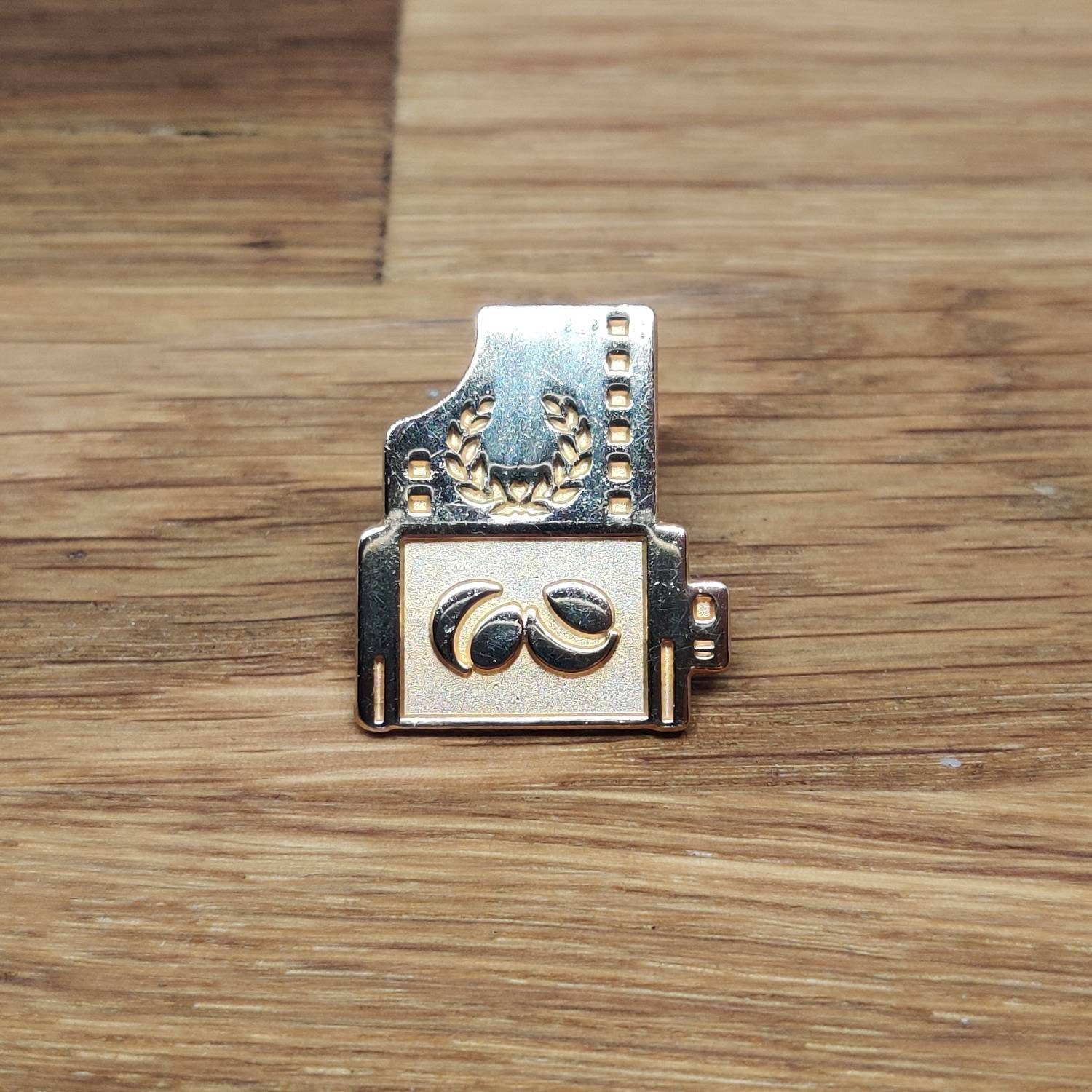 Gold tone roll film lapel pin badge Vintage collectable retro | Etsy
