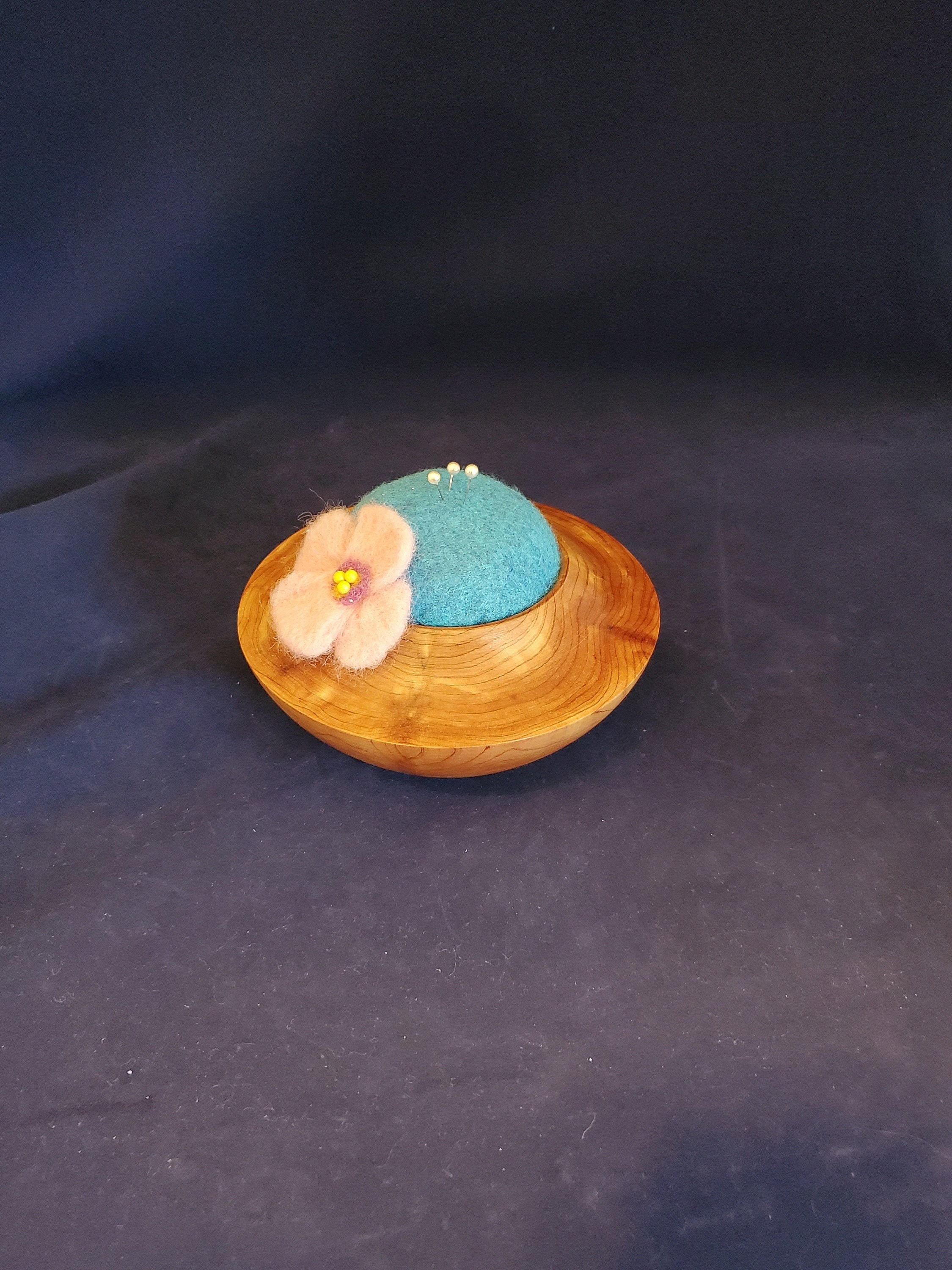 Felted Pin Cushion Wooden Base Pin Cushion Crafter Gift - Etsy