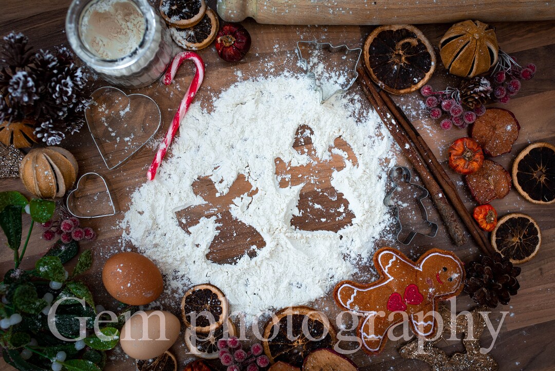 2 Children Flour Angel Christmas Baking Digital Background - Etsy