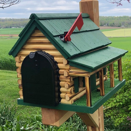 Log Cabin Wooden Mailbox | Etsy