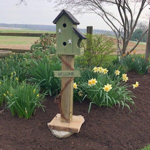 Bed and Breakfast Birdhouse Welcome Sign Garden Decor From Reclaimed ...