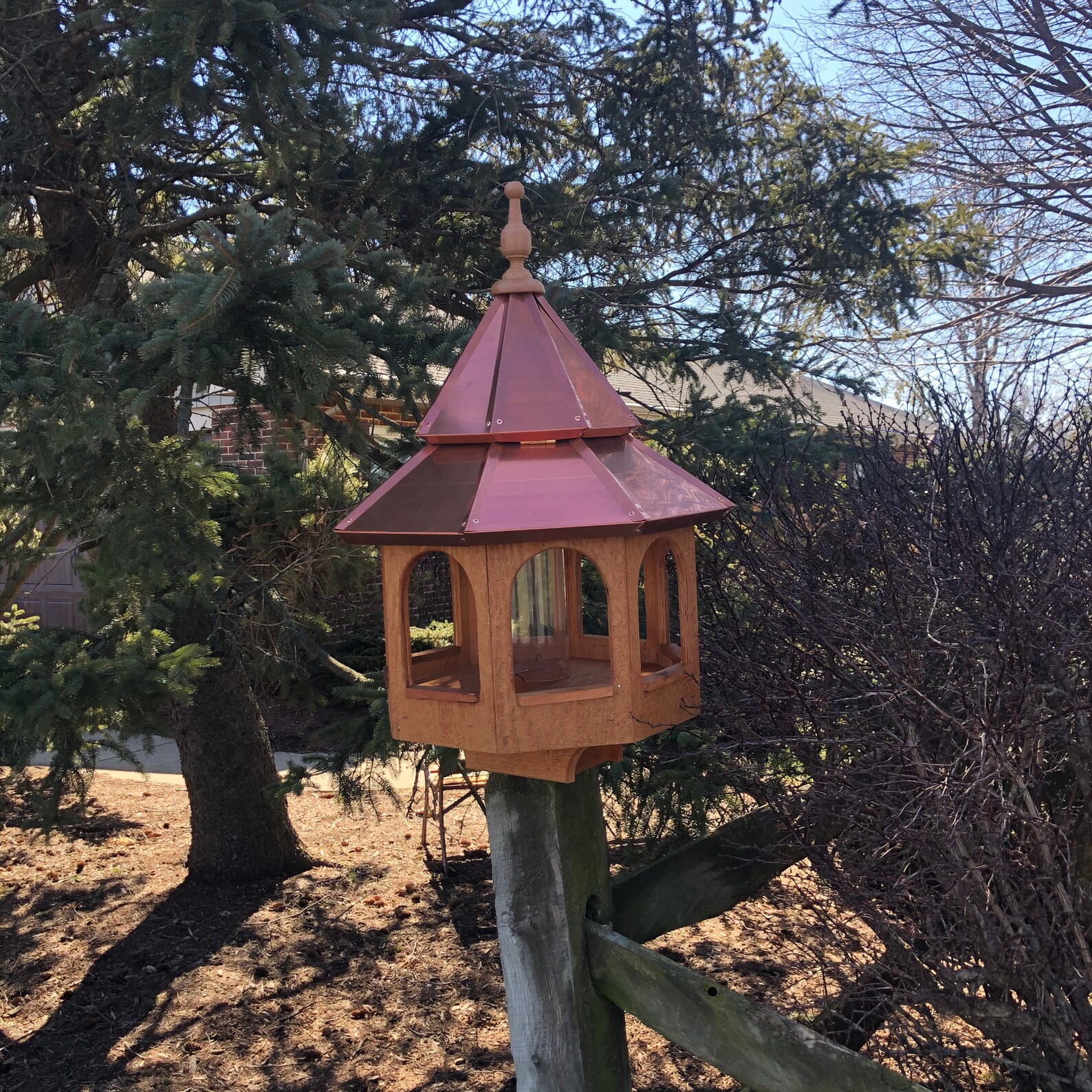 Cedar Stained Bird Feeder Large Gazebo With Copper Roof - Etsy