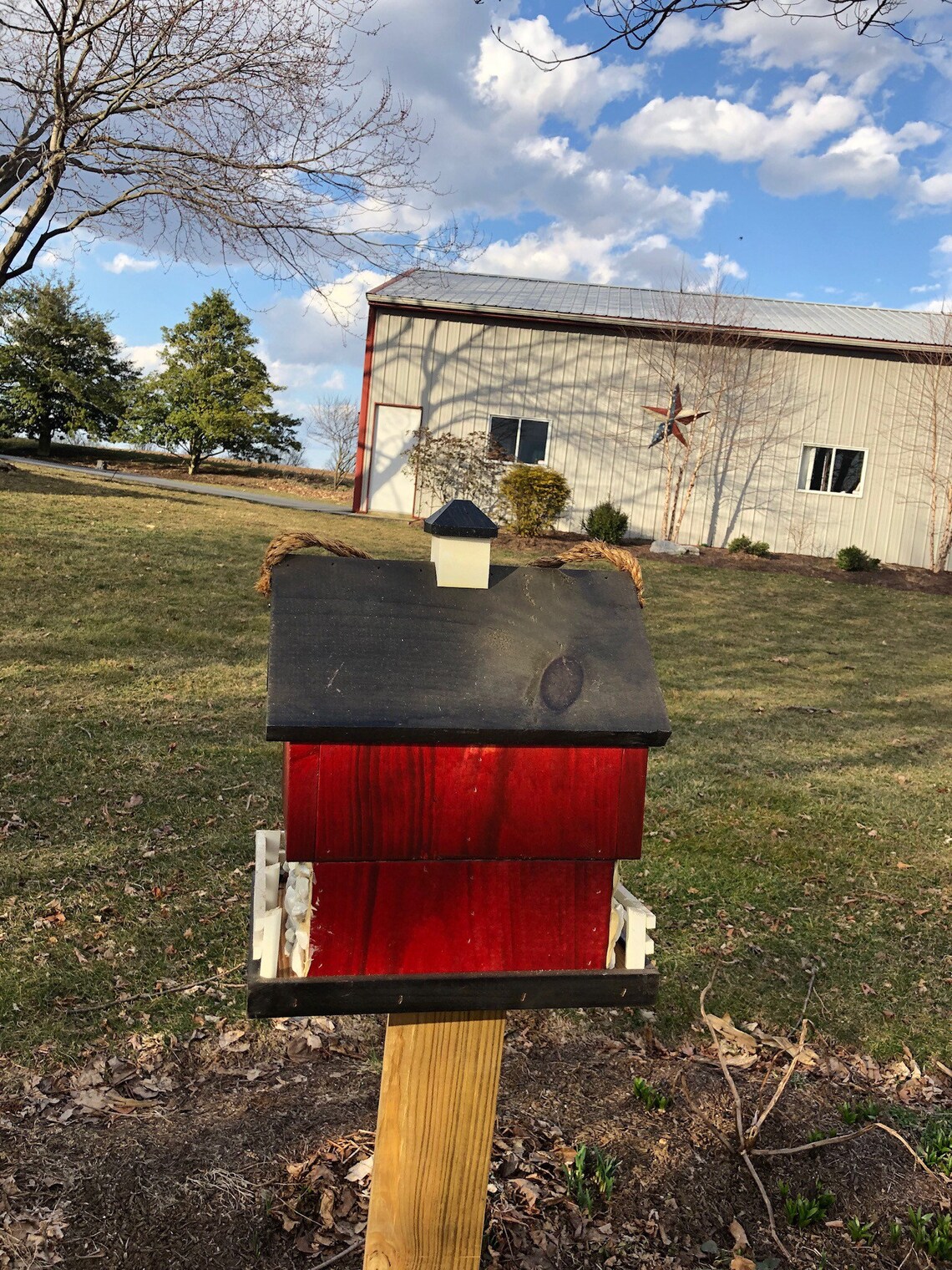 Barn Style Birdhouse Amish Made Wooden Birdhouse With Two - Etsy