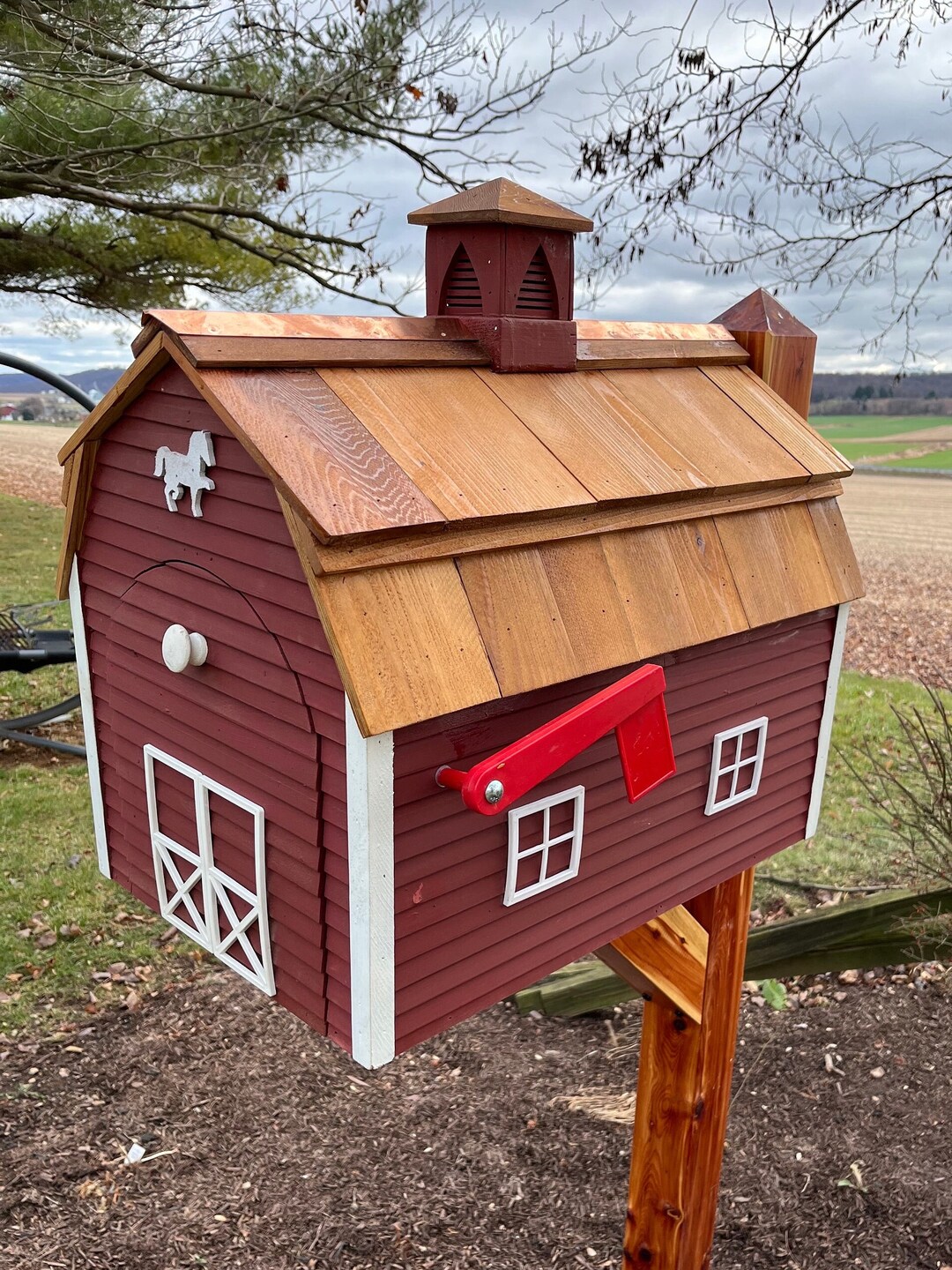 Extra Large Wooden Mailbox and Cedar Roof | Unique Rustic Outdoor Decor ...