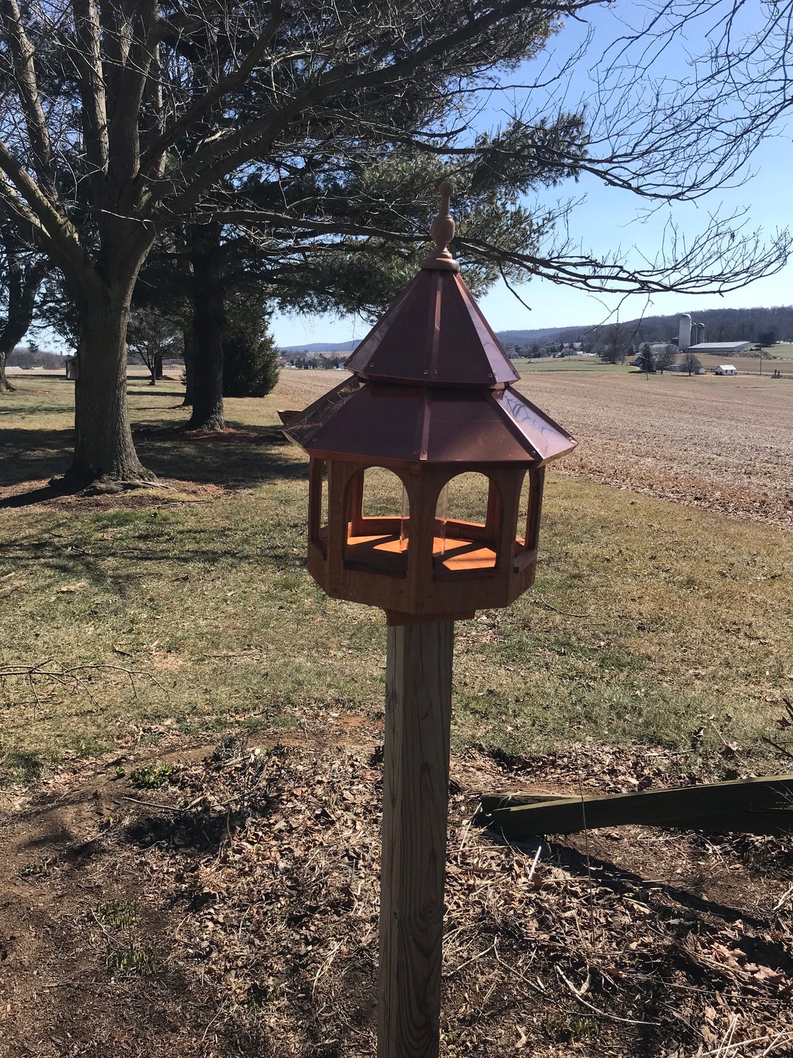 Cedar Stained Bird Feeder Large Gazebo With Copper Roof | Etsy