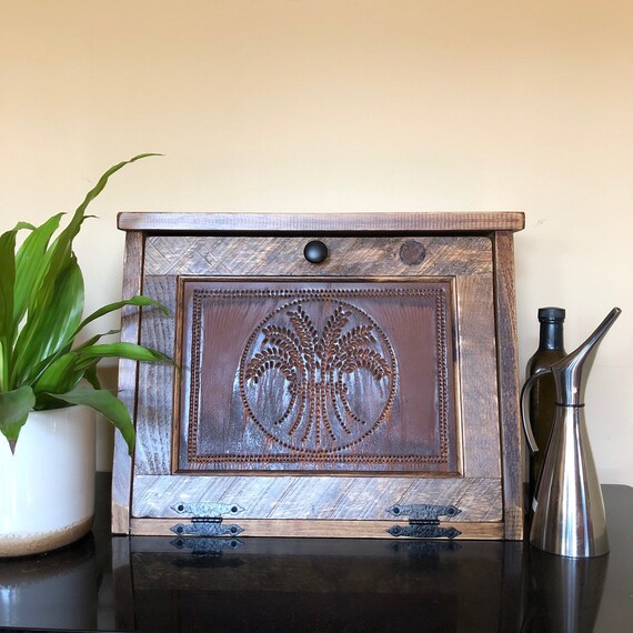 Bread Box Rustic Farmhouse Decor Walnut Brown Stained Box - Etsy
