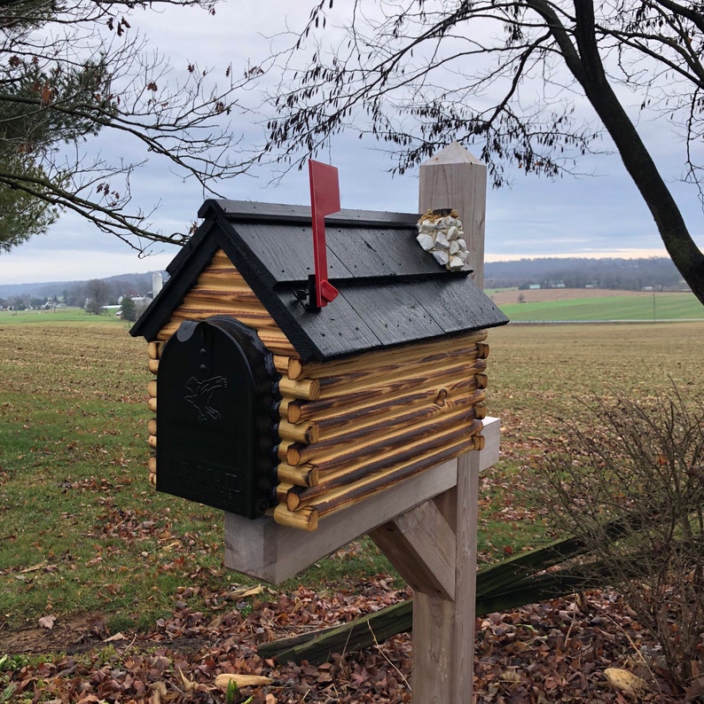 Wooden Mailbox With Cedar Shake Roof and Stone Chimney | Metal Mailbox ...