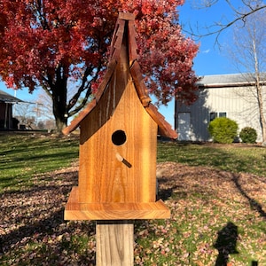 Beautiful Cedar Birdhouse With Wood Shingled Roof | Varnished | Garden ...