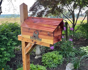 Varnished Cedar Log Cabin Mailbox With Copper Sheeting Roof | Metal Box ...