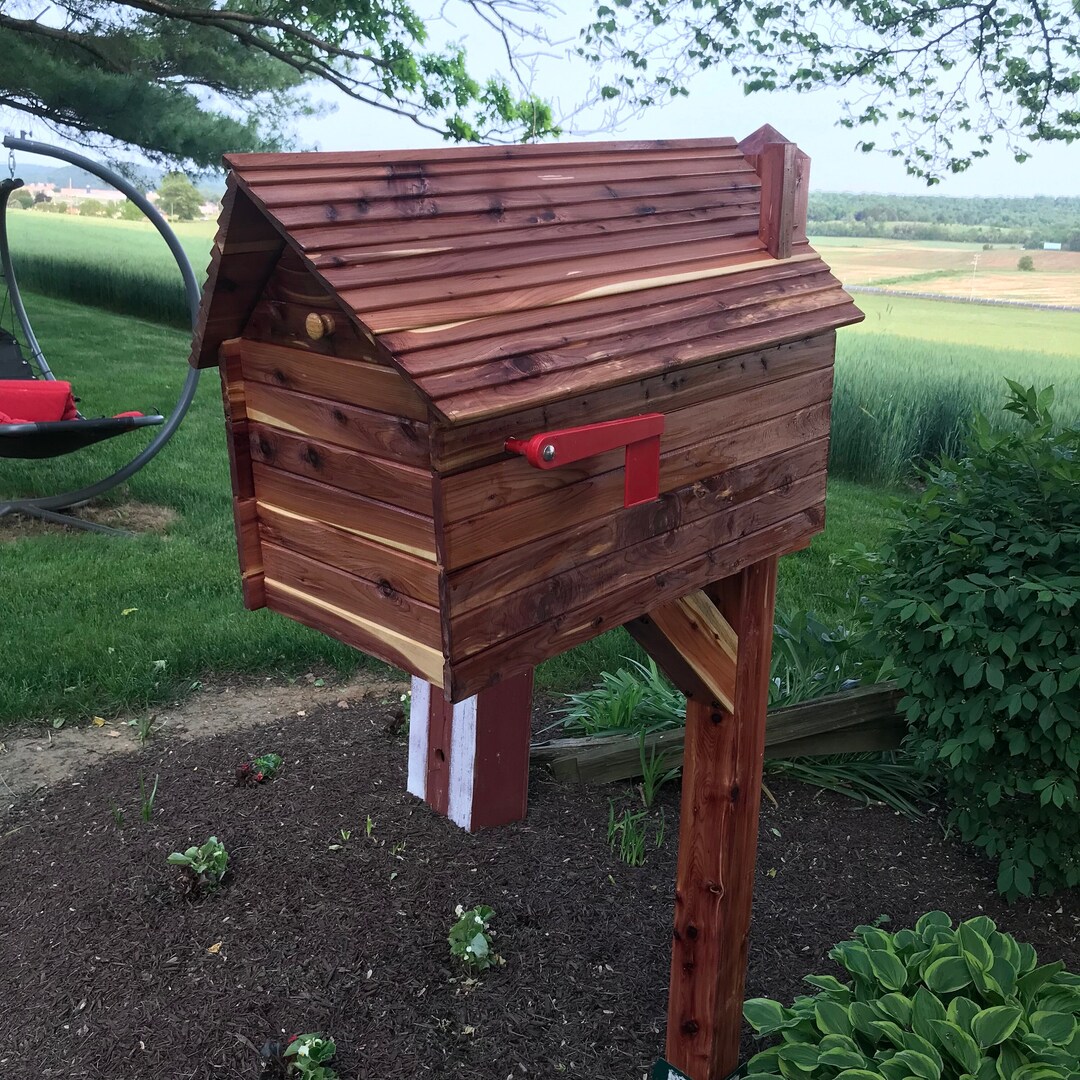 Extra Large Cedar Log Cabin Mailbox With Metal Box Insert Cedar Chalet ...