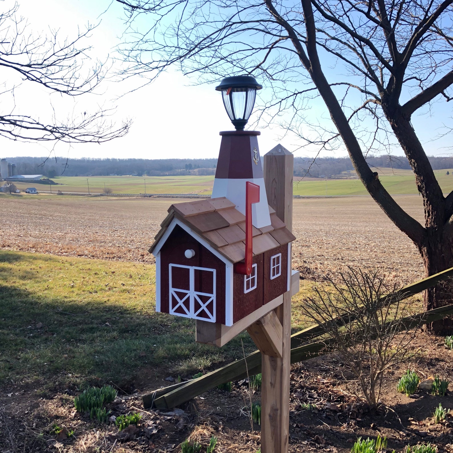 Barnegat Lighthouse Mailbox Wooden Mailbox Solar - Etsy
