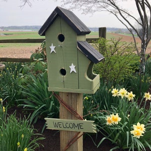 Bed and Breakfast Birdhouse Welcome Sign Garden Decor From Reclaimed ...