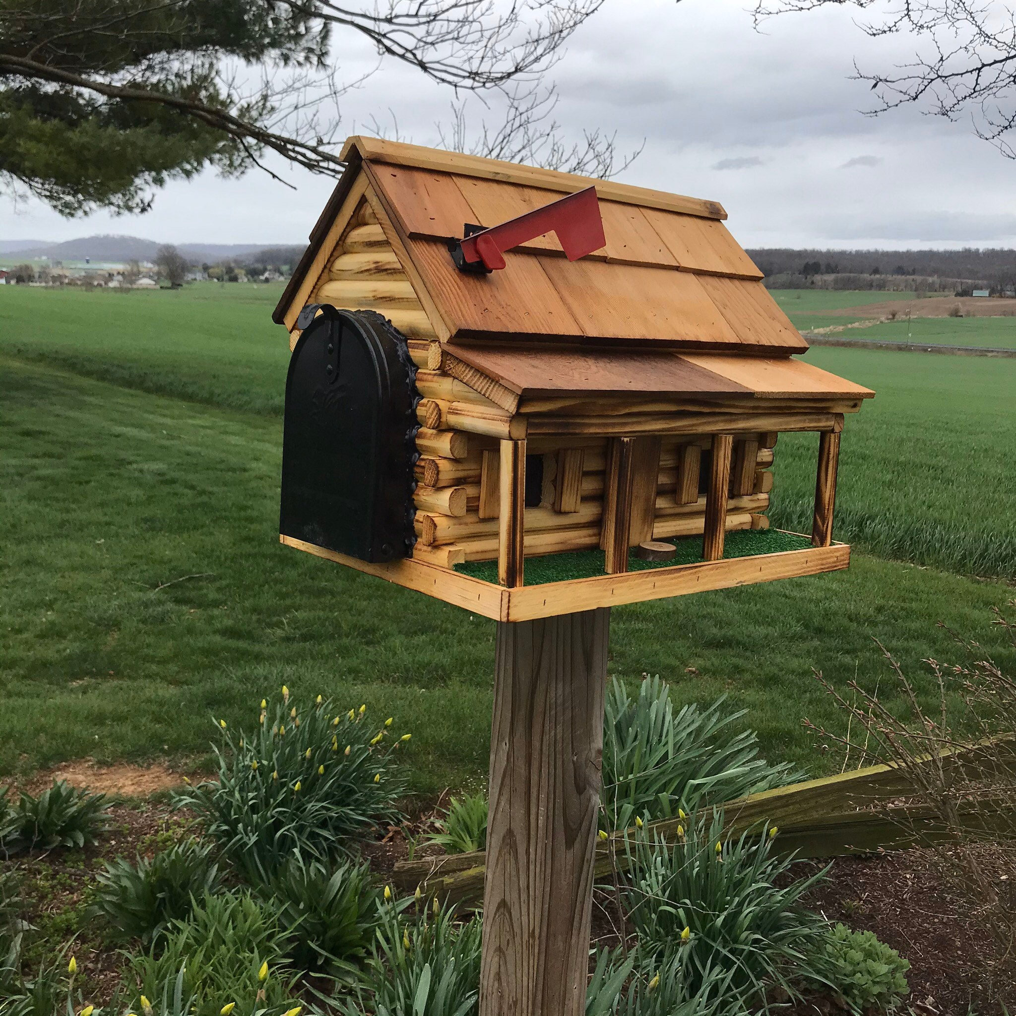 Wooden Mailbox That Adds Curb Appeal | Log Cabin With Covered Porch ...