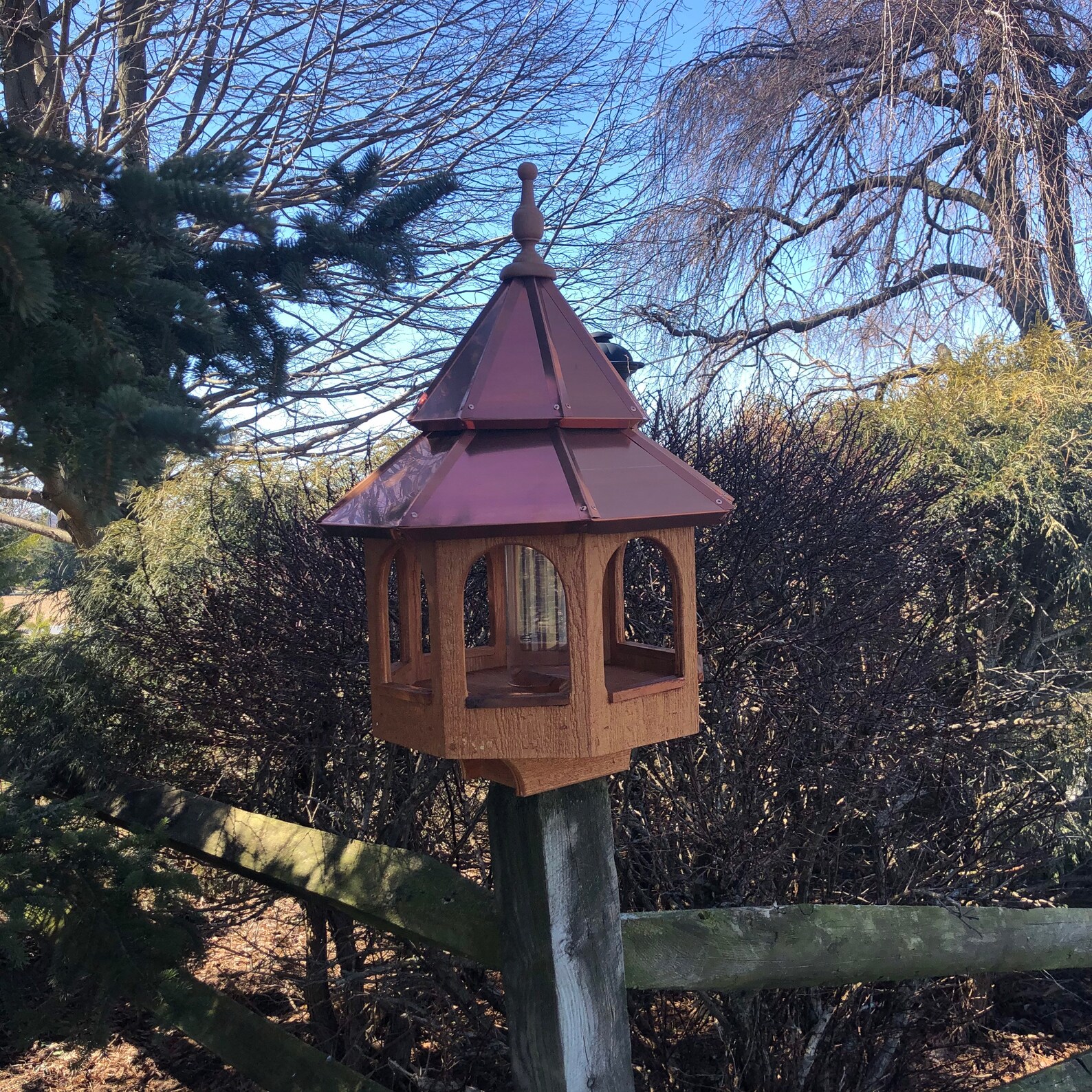 Cedar Stained Bird Feeder Large Gazebo With Copper Roof - Etsy