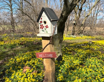 Welcome Sign With Birdhouse | Porch Décor | Garden Décor From Reclaimed ...