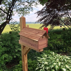The Stone Bridge Cedar Mailbox | Cedar Log Cabin Mailbox | Metal Box ...