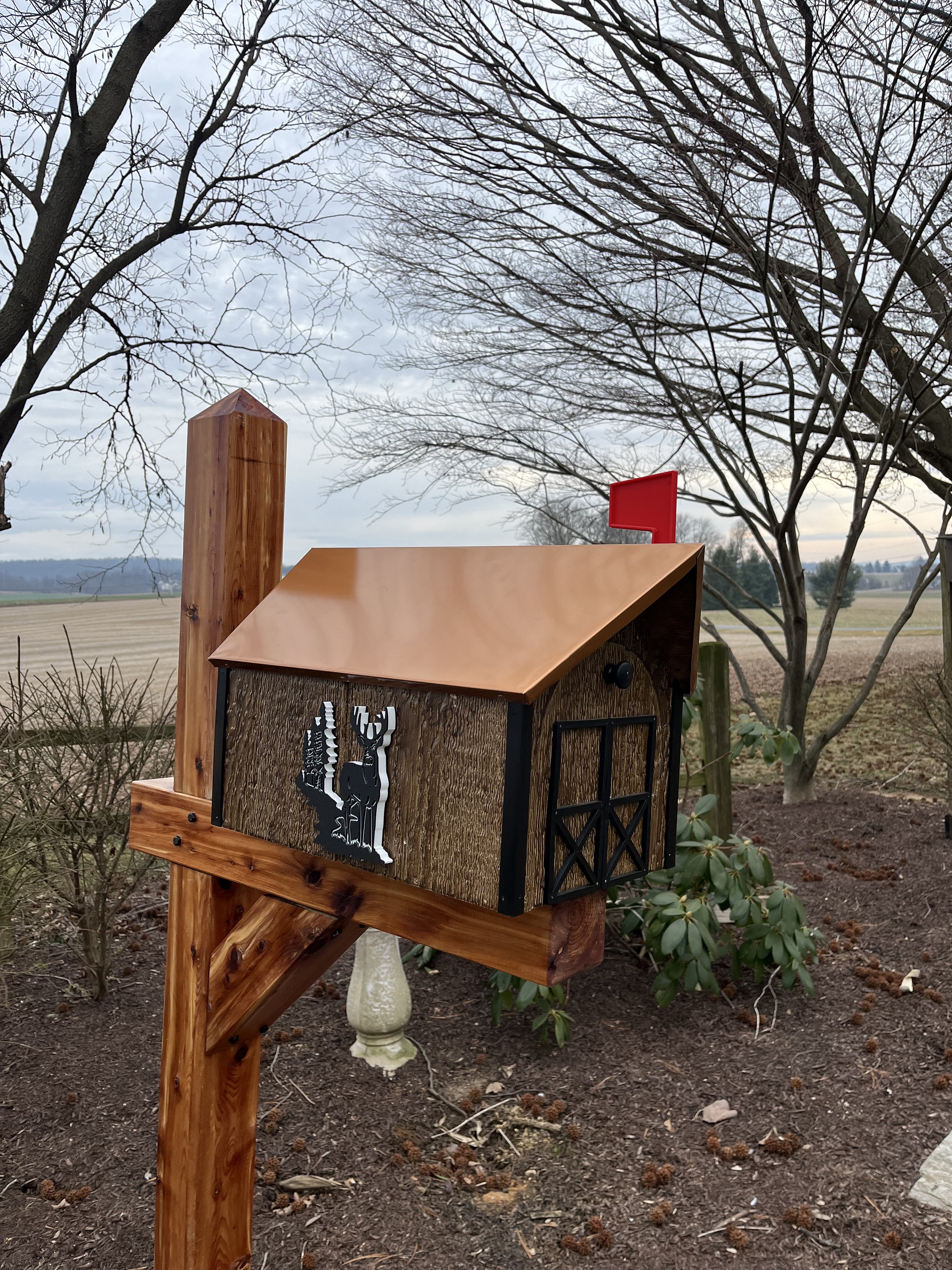 Wooden Deer Mailbox With a Beautiful Copper Roof | Amish Made | Unique ...