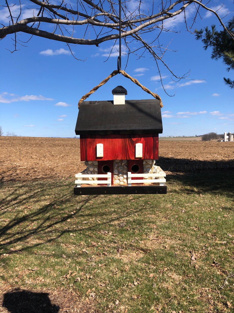 Barn Style Birdhouse Amish Made Wooden Birdhouse With Two - Etsy