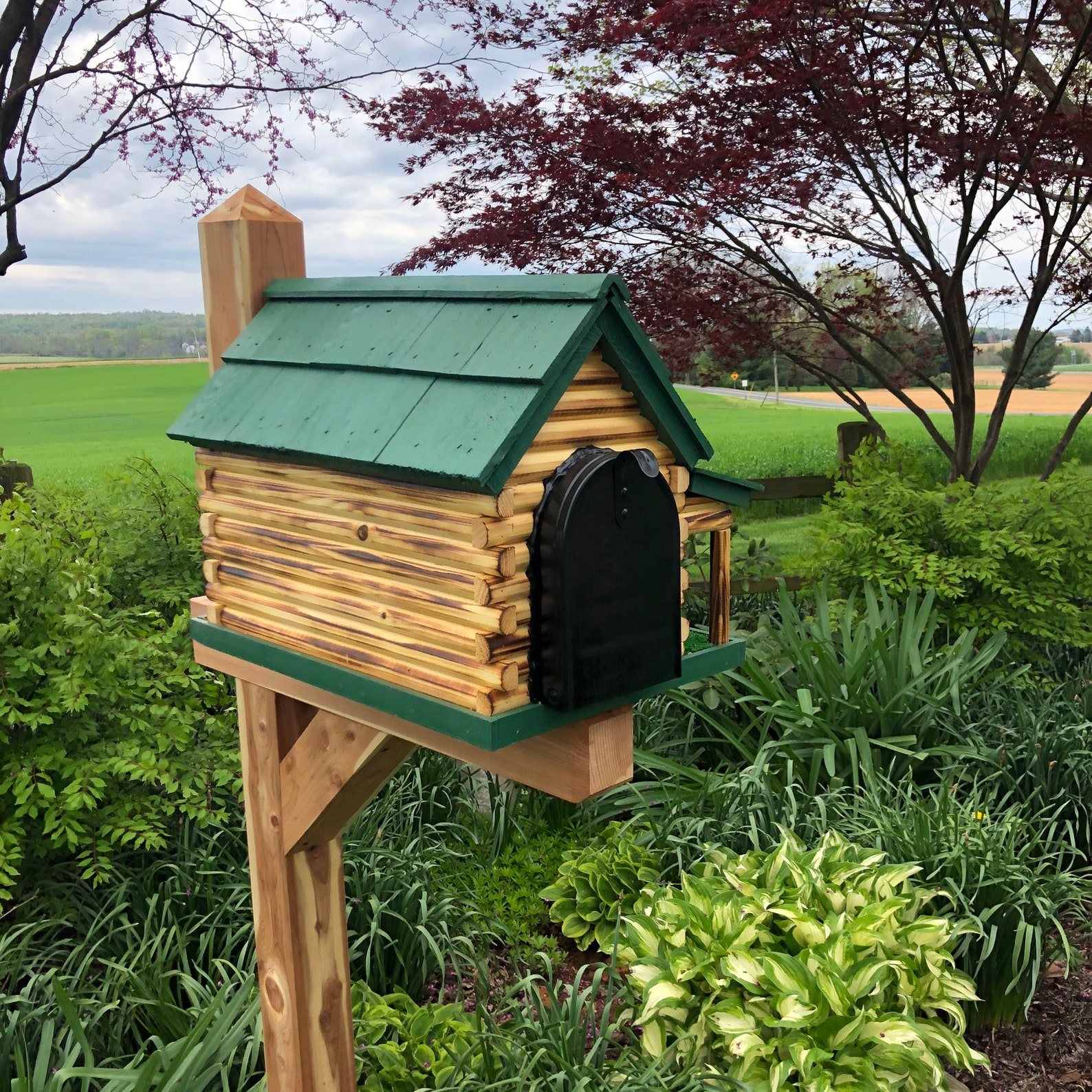 Log Cabin Mailbox With Cedar Roof Multiple Colors Available - Etsy