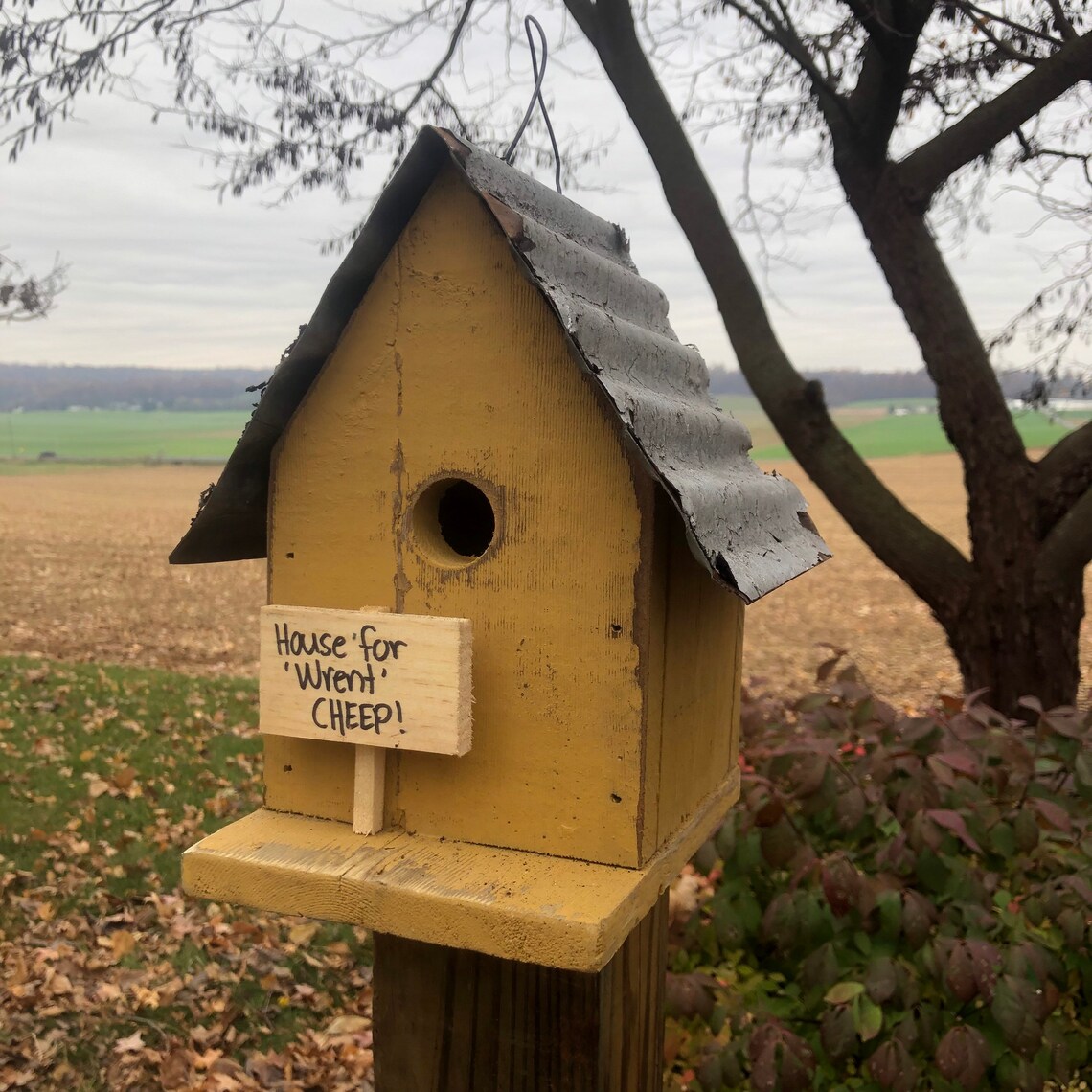 Wrent for Cheep Birdhouse Adorable Hand Painted Birdhouse | Etsy